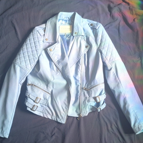 Ci Sono | Jackets & Coats | Powder Blue Pleather Jacket | Poshmark